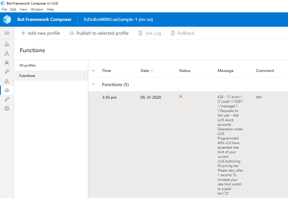 Publishing to Luis hits programmatic API limit · Issue #3243 · microsoft/BotFramework-Composer ...