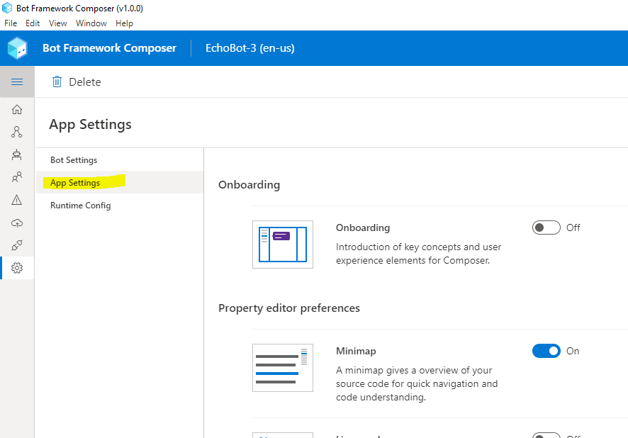 Allow configuring app settings without opening a bot project · Issue #3309 · microsoft ...