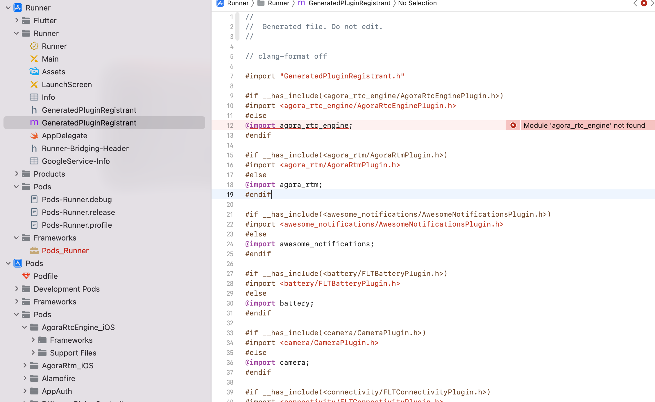 fatal error: module 'agora_rtc_engine' not found · Issue #483 · AgoraIO-Extensions/Agora-Flutter ...