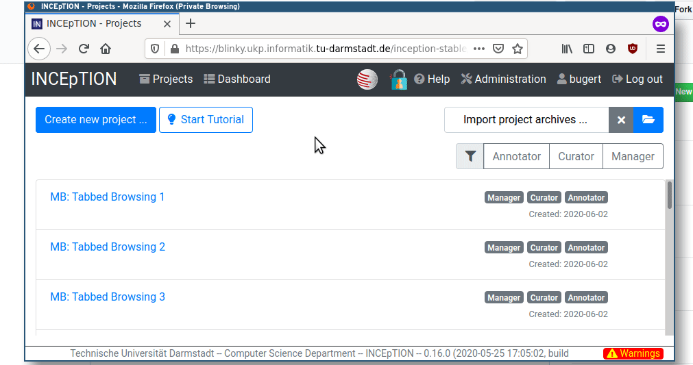 Fast tabbed browsing lets users end up on wrong project page · Issue #1723 · inception-project ...