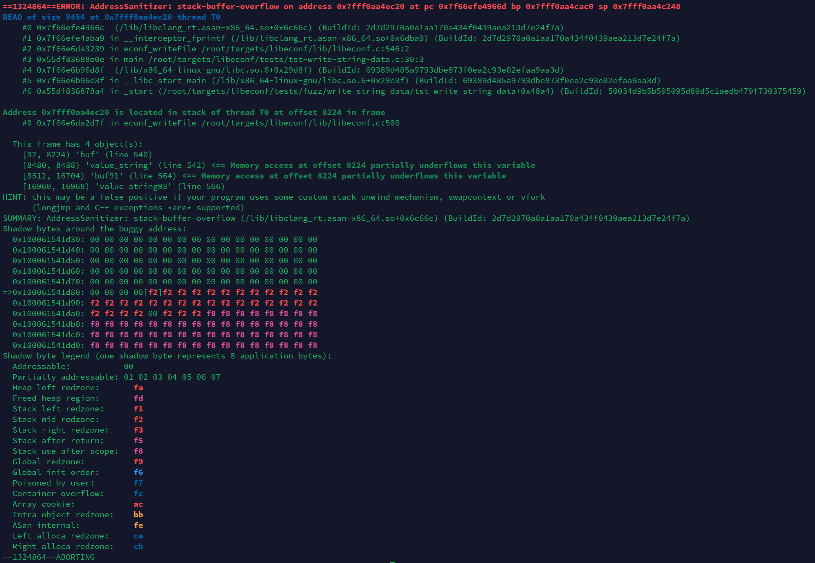 libeconf: A stack-buffer-overflow vulnerability in "econf_writeFile" function · Issue #178 ...