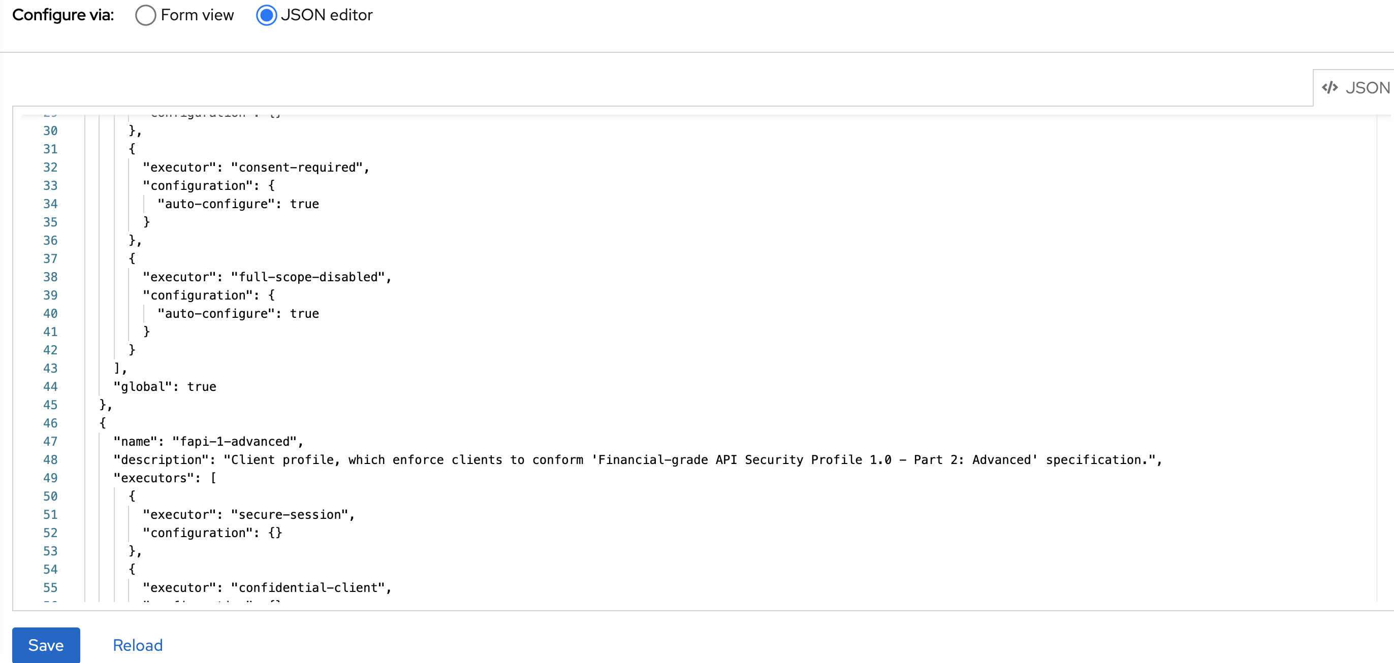 [UX Review] Client policies > JSON editor: the reload button should be ...