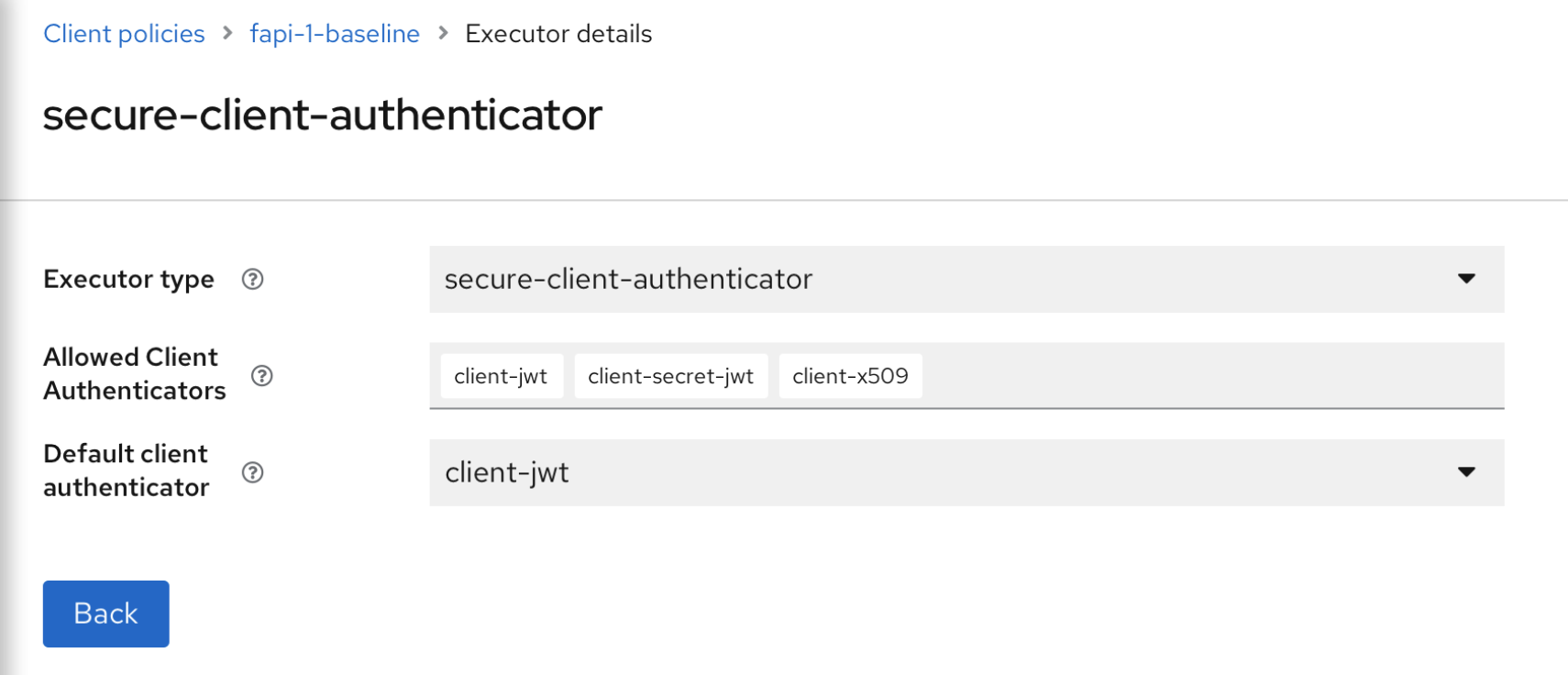 [UX Review] Client policies > global profile > executor details: all the settings should be read ...