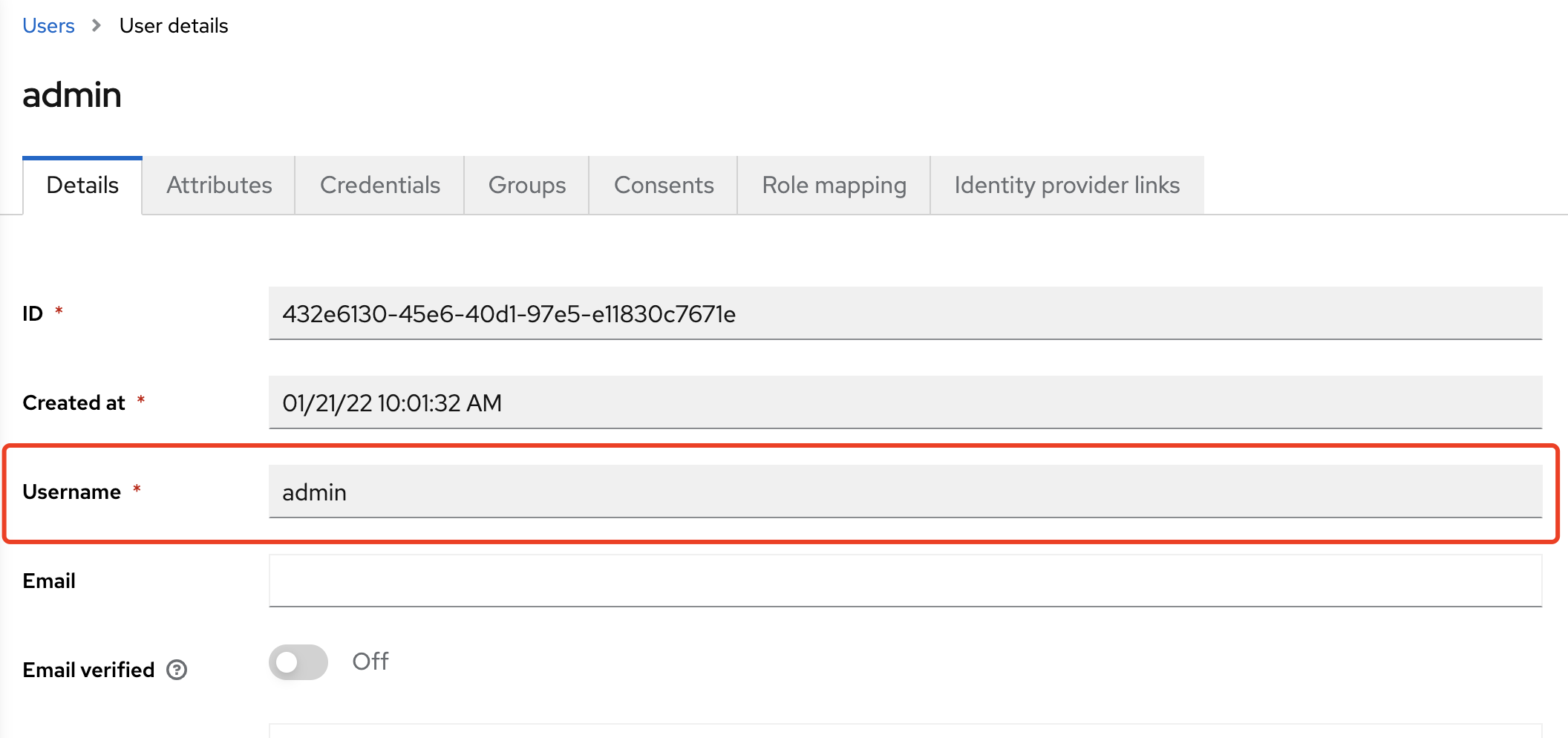 Add username field to the User details page · Issue #18448 · keycloak/keycloak · GitHub