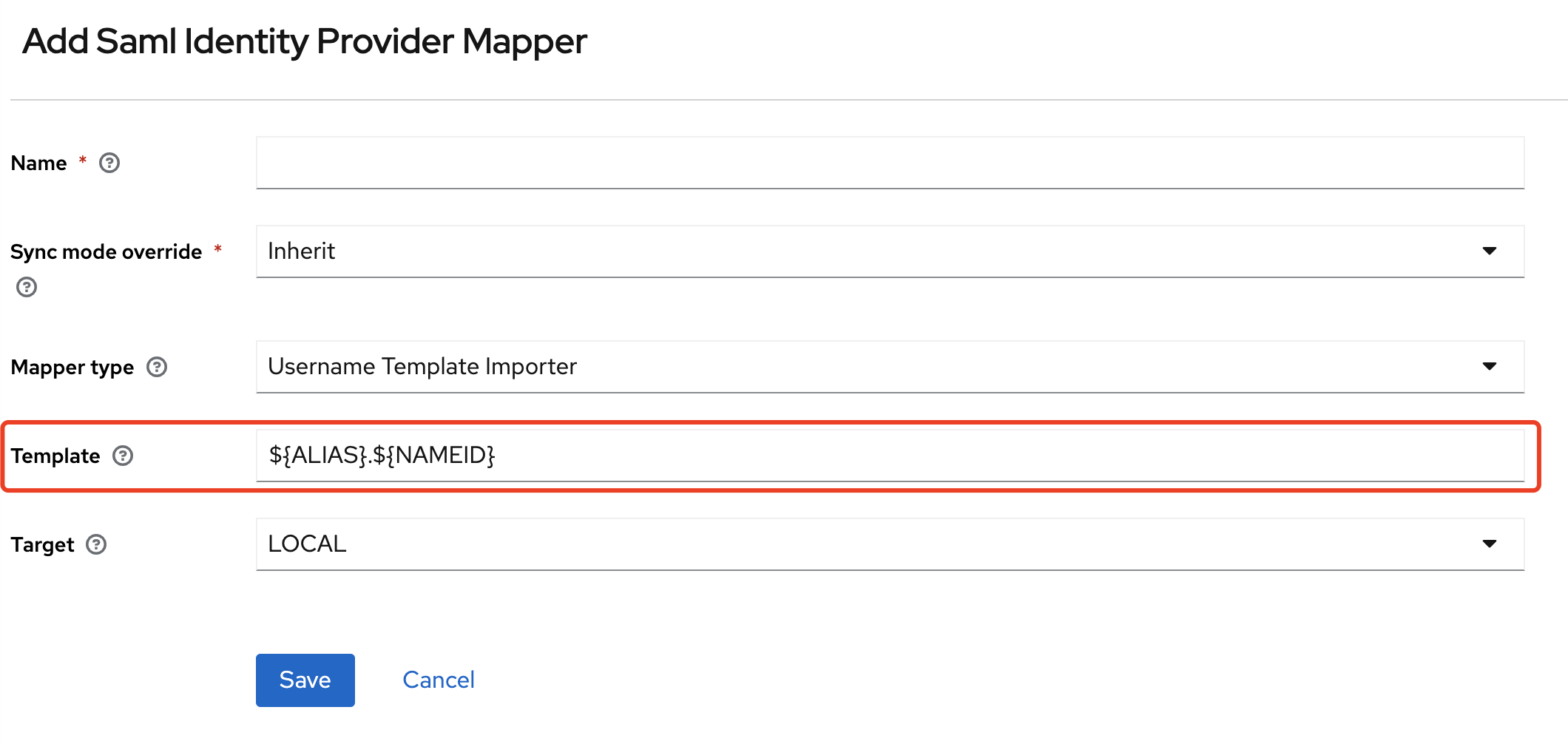 Ux Review Saml Idp Mapper Whether It Makes Sense To Include The Example In The Template Field 