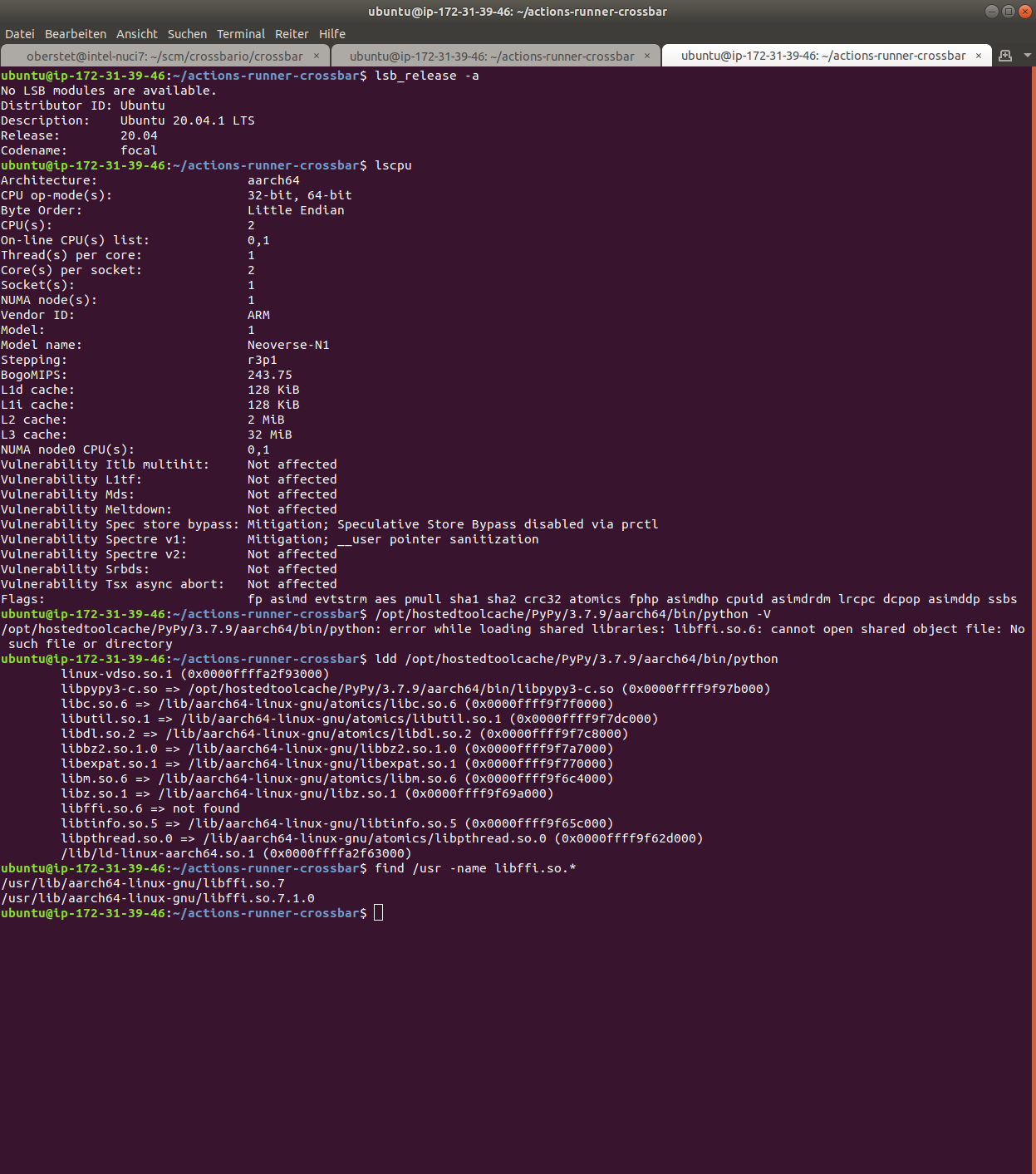 pypy-3.7-nightly / ubuntu 20.03 / arm64: libffi.so.6 missing · Issue #1842 · crossbario/crossbar ...