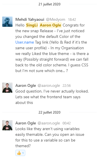 Create (Layout/Color Scheme/CSS...) Variable for User.Name Tag link ...