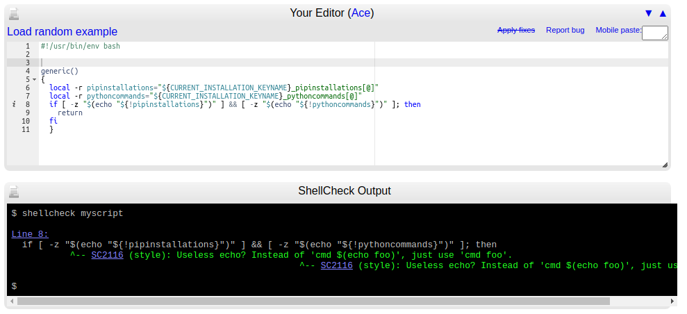 SC2116 does not apply when variables are expanded indirectly from an array · Issue #2637 ...