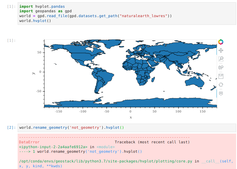 Can't plot GeoDataFrame if geometry column isn't named 'geometry' · Issue #376 · holoviz/hvplot ...