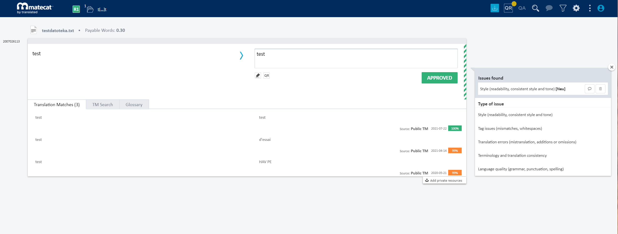 Revise screen Add issues button · Issue #2173 · matecat/MateCat · GitHub