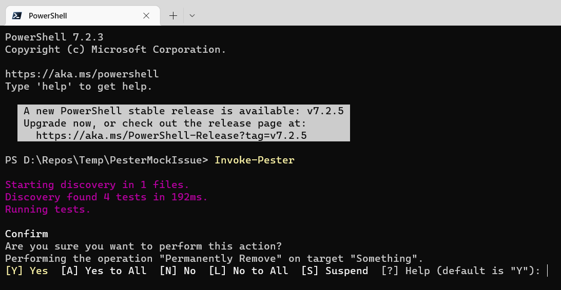 Mocking Shouldprocess Stopped Working In Pester 533 · Issue 2206 · Pesterpester · Github 