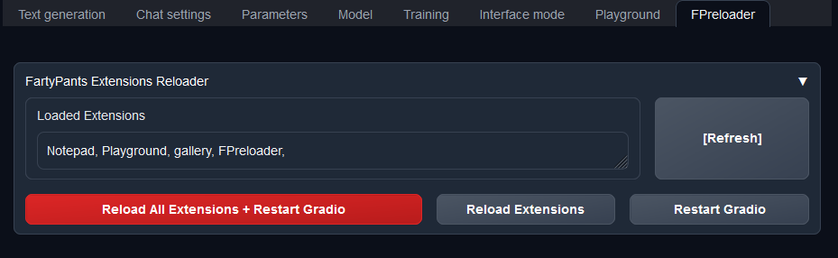 GitHub - FartyPants/FPreloader: Hard Reload oobabooga text WebUI extensions