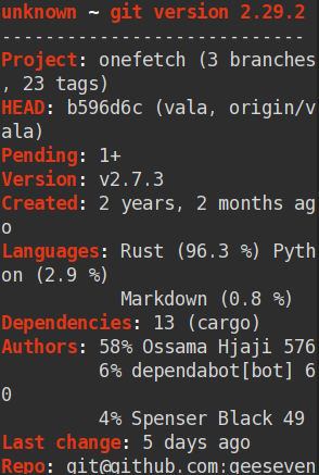Omit part of display depending on terminal size? · Issue #327 · o2sh/onefetch · GitHub