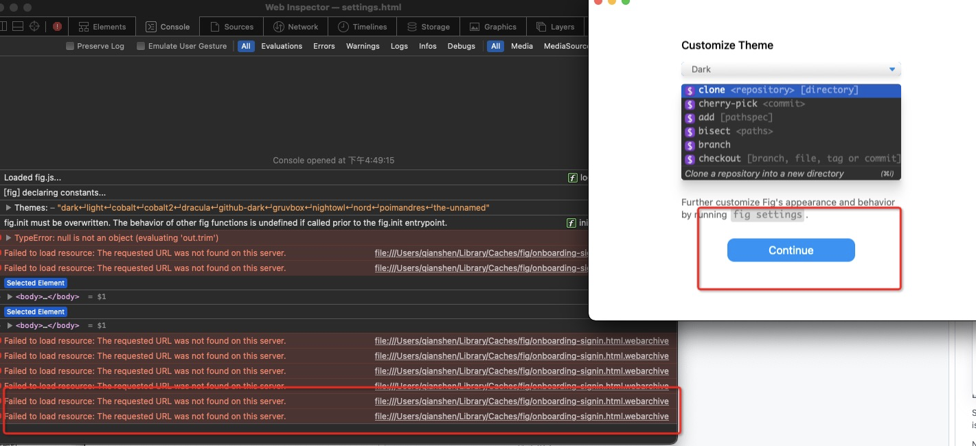 Cannot continue with onboarding after "Customize Theme" page · Issue #569 · withfig/fig · GitHub