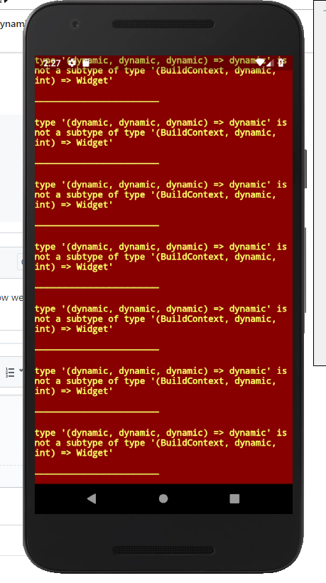 Buildcontext Dynamic Int Dynamic Is Not A Subtype Of Type Buildcontext Dynamic Int