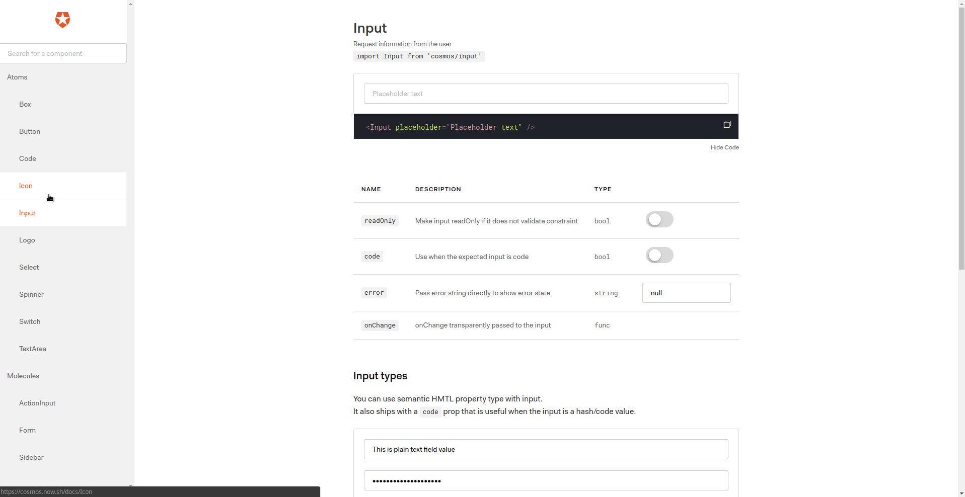 The Logo Page in the docs, just turns everything blank. · Issue #104 · auth0/cosmos · GitHub