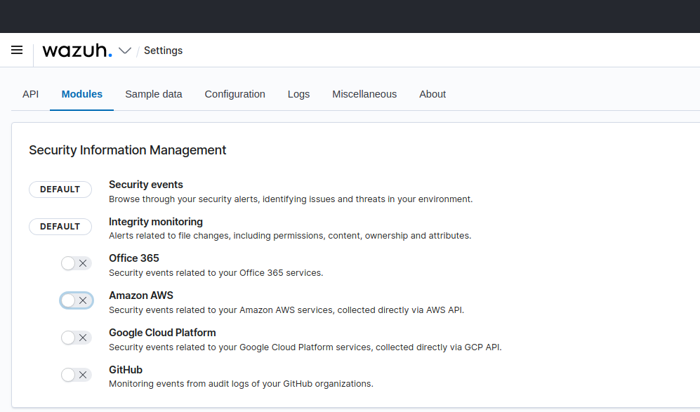 Add information to enable the AWS module · Issue #4988 · wazuh/wazuh-documentation · GitHub
