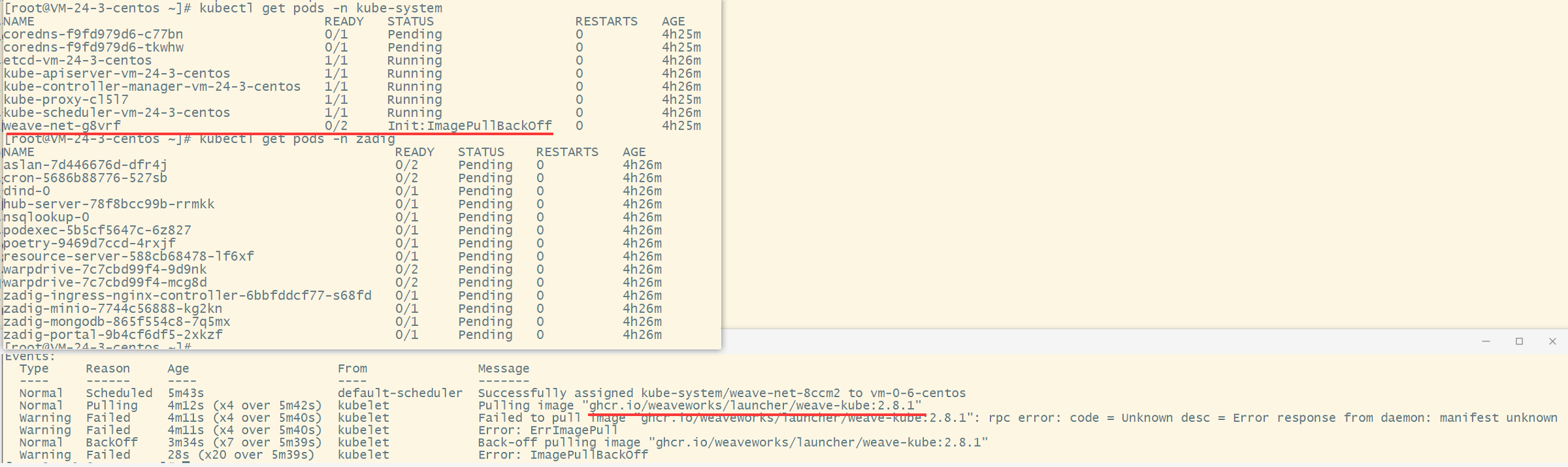 [bug]all-in-one脚本weave-net镜像拉取失败,所有pod处于pending状态 · Issue #636 · koderover/zadig · GitHub