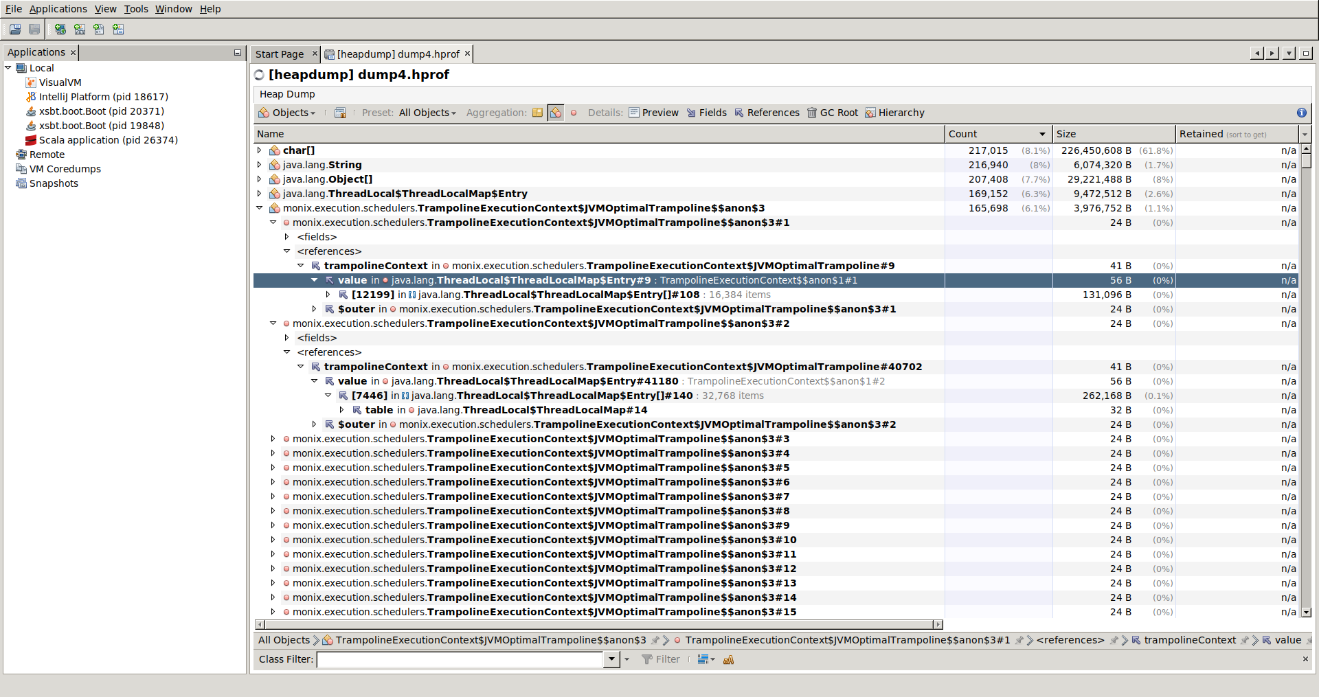 Memory leak with TrampolineExecutionContext$JVMOptimalTrampoline · Issue #870 · monix/monix · GitHub