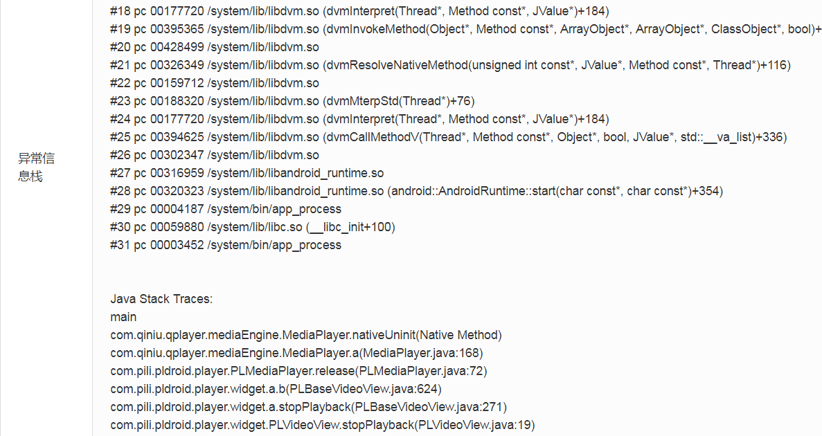 2.1.3调用stopPlayback() 崩溃 · Issue #941 · pili-engineering/PLDroidPlayer · GitHub
