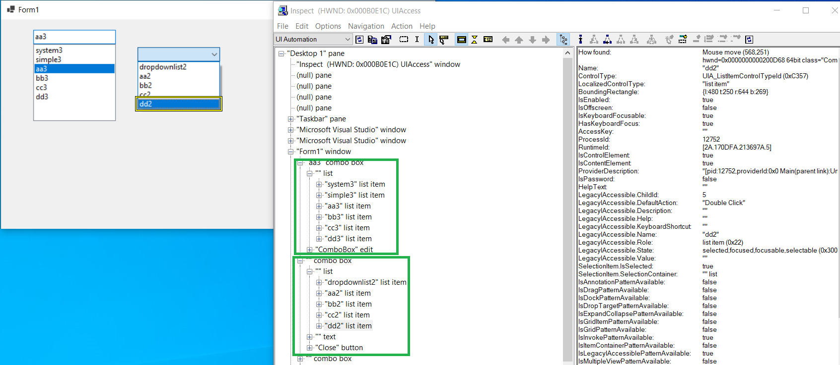 Accessibility: The list item of comboBox incorrectly displayed in inspect tree when setting its ...
