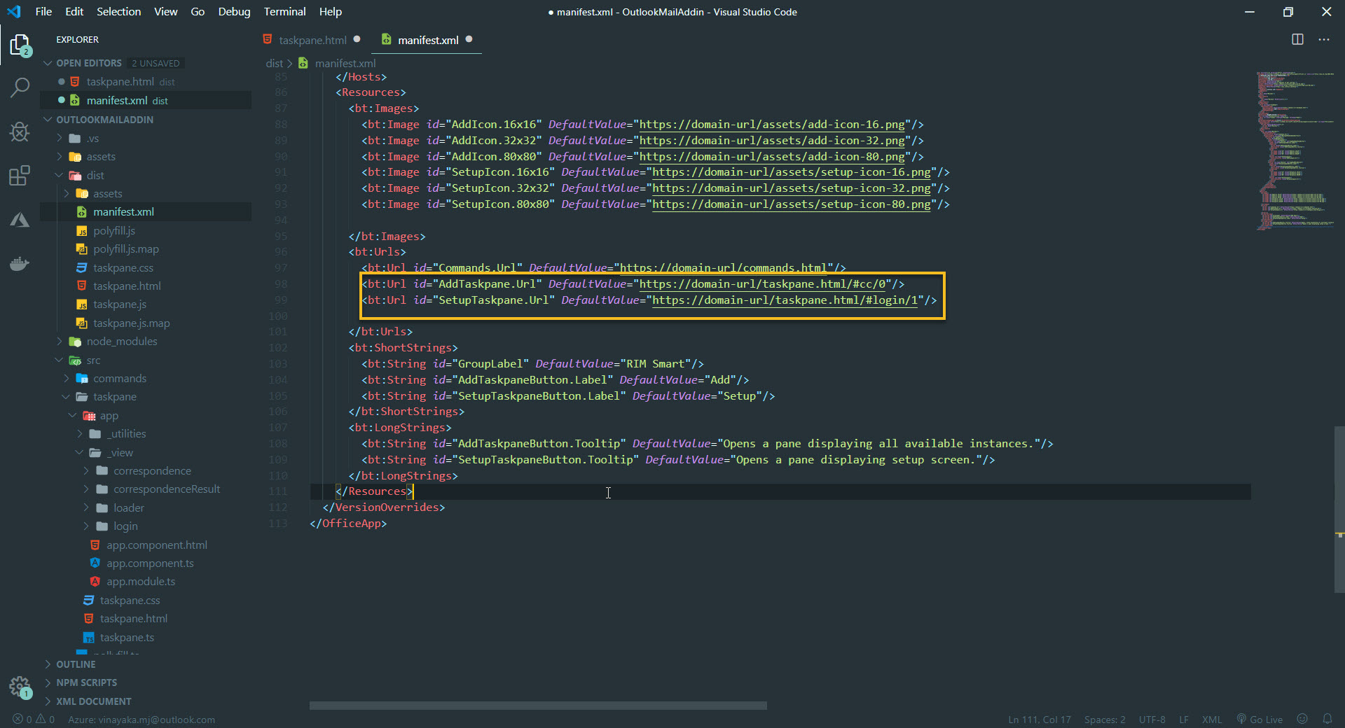 The addin is not working when it is built to production mode. (developed using angular) · Issue ...