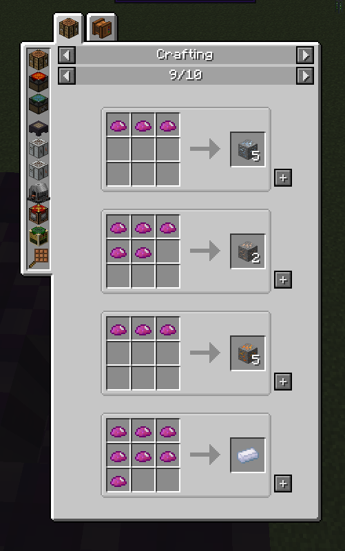 Some of the recipes (IC2 UUM gold/iron and tin/copper, TR-IC2 ...