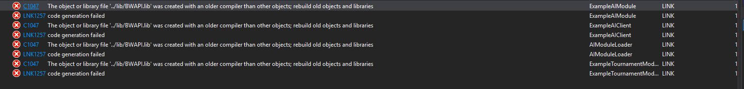 Release mode compiling failed in example · Issue #746 · bwapi/bwapi · GitHub
