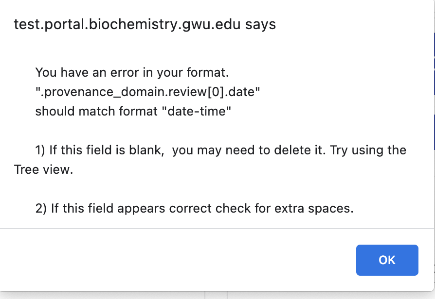 Validation error- PD review date · Issue #150 · biocompute-objects/portal · GitHub