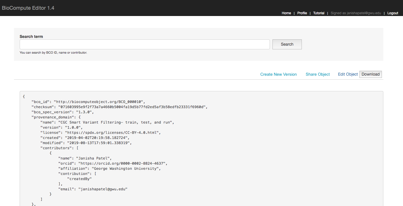 Version options to "Edit Object" · Issue #34 · biocompute-objects/bco_editor · GitHub