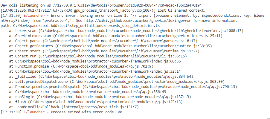 Getting Error When Running Ng E2e · Issue 135 · Protractor Cucumber Frameworkprotractor