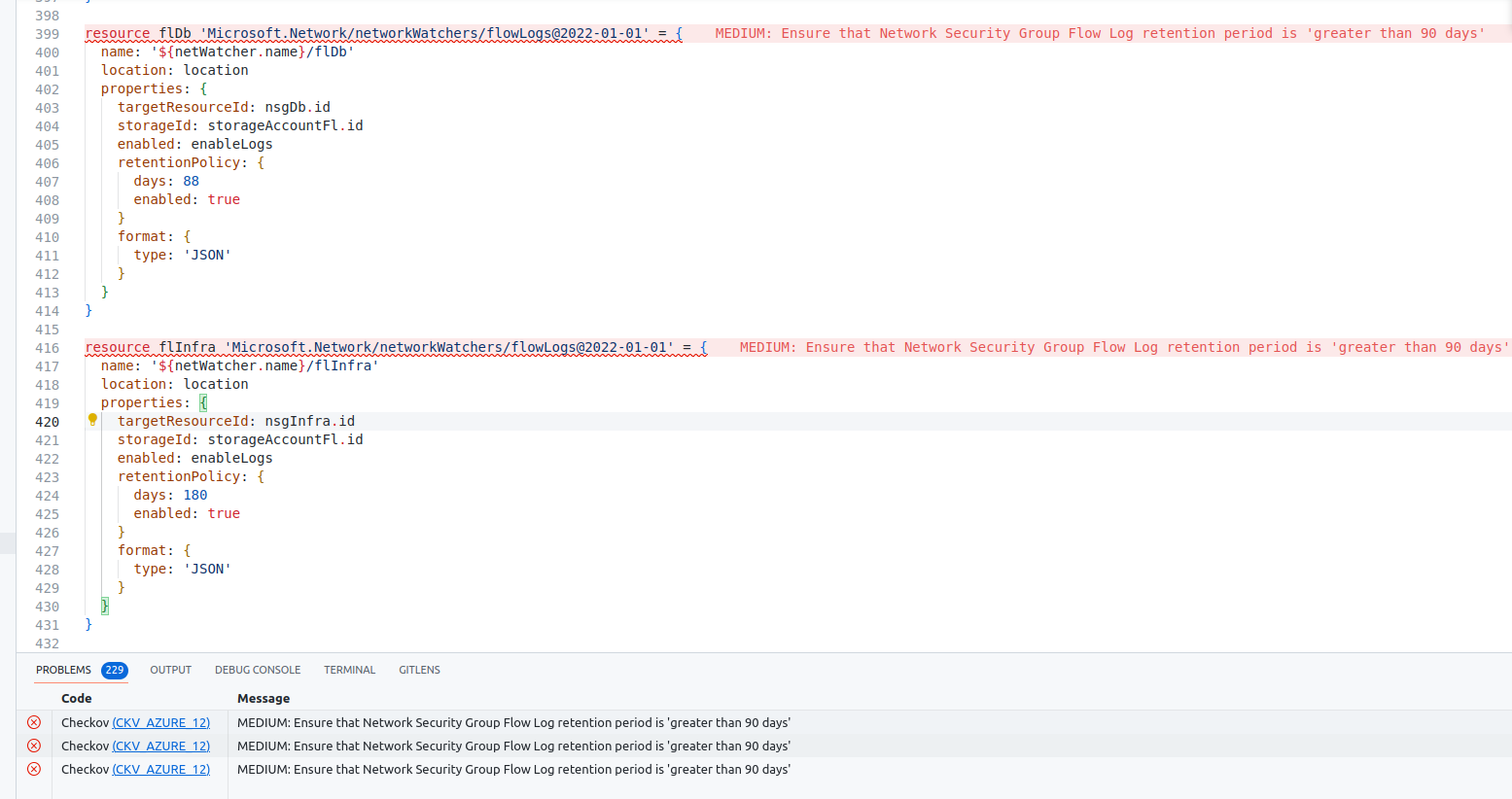 CKV_AZURE_12: Bicep reports always the retention is lower than 90 days ...
