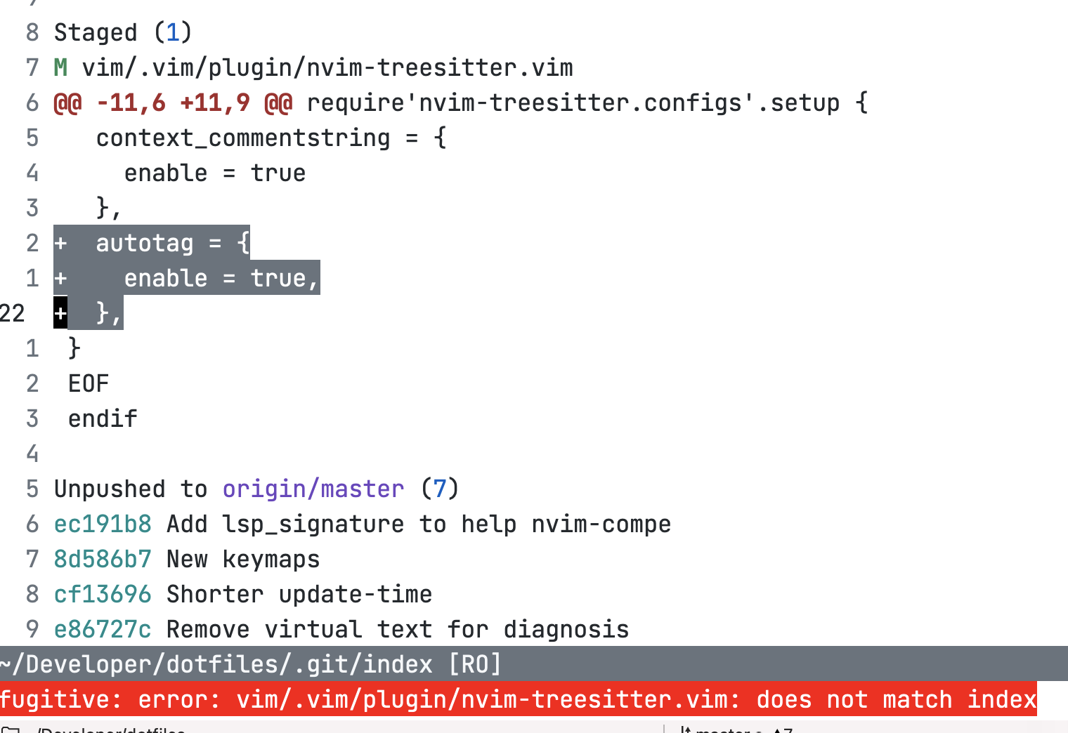 Error Trying To Discard Staged Hunks · Issue 1765 · Tpope Vim Fugitive · Github