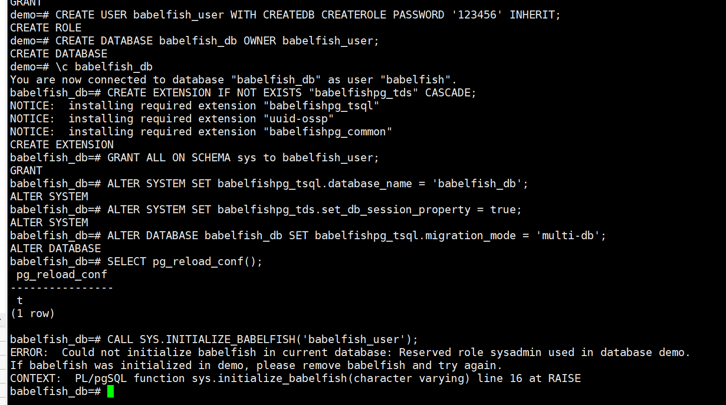 [Question]: Create a user such as SA ? Initialize babelfish again? sys.default_constraints? .etc ...