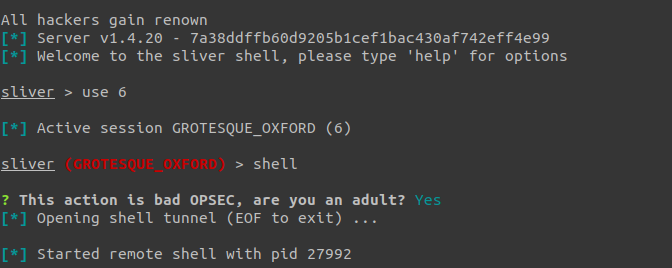 Shell command is some way broken? · Issue #488 · BishopFox/sliver · GitHub
