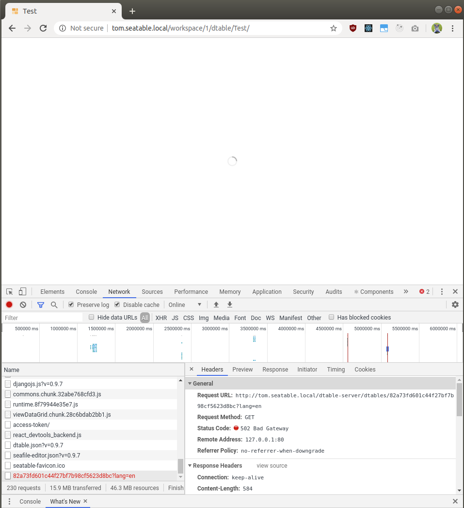 Blank web page after creating new table. · Issue #9 · seatable/seatable · GitHub