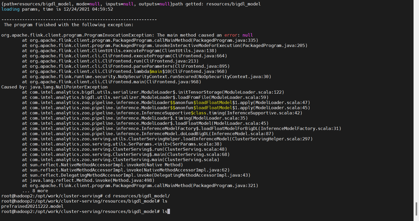 org.apache.flink.client.program.ProgramInvocationException: The main method caused an error ...