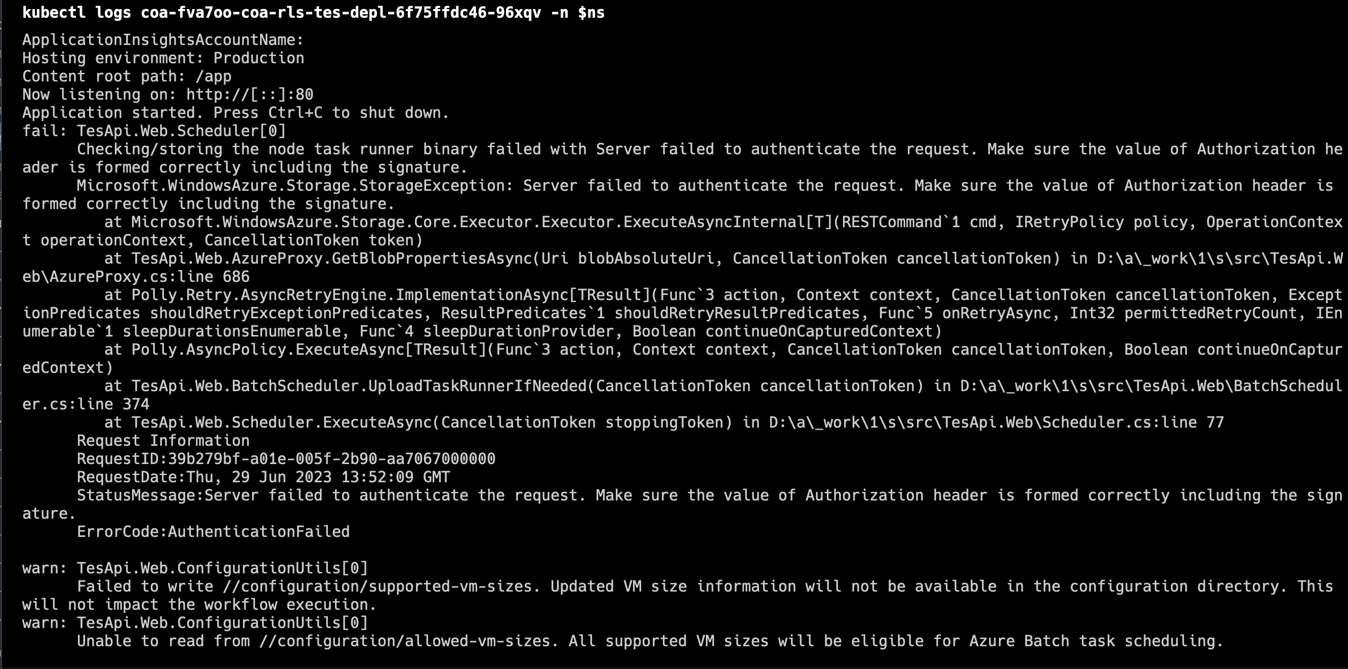 TES internal files not configured for Terra for uploading TES runner ...