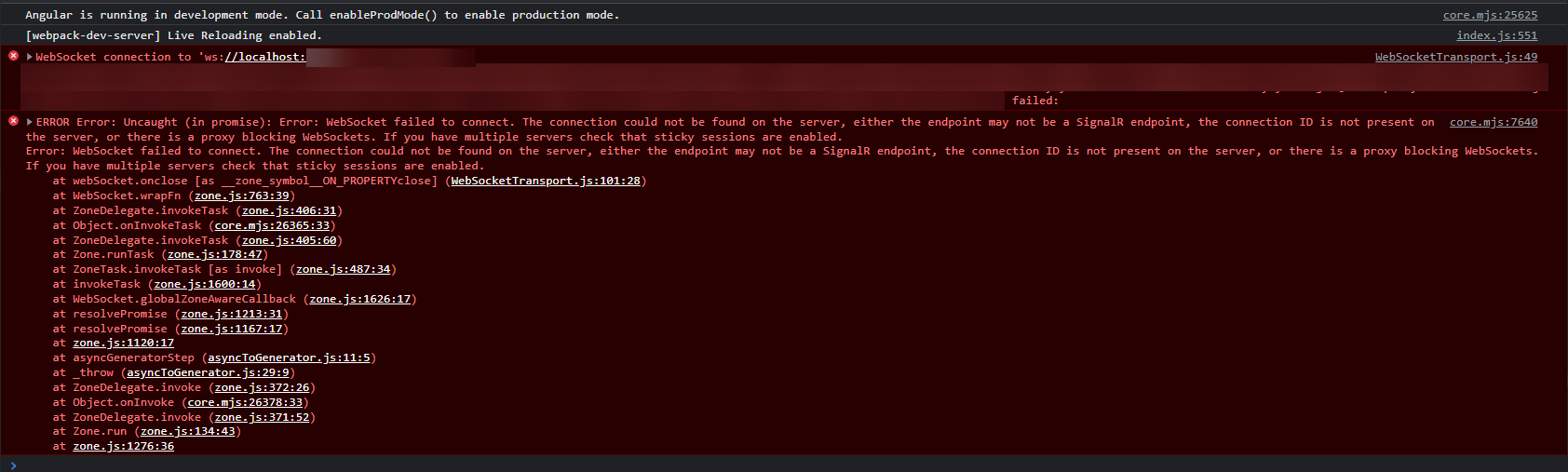 Typescript Signalr Client Reduce Error Logging For Failed Connection · Issue 43822 · Dotnet