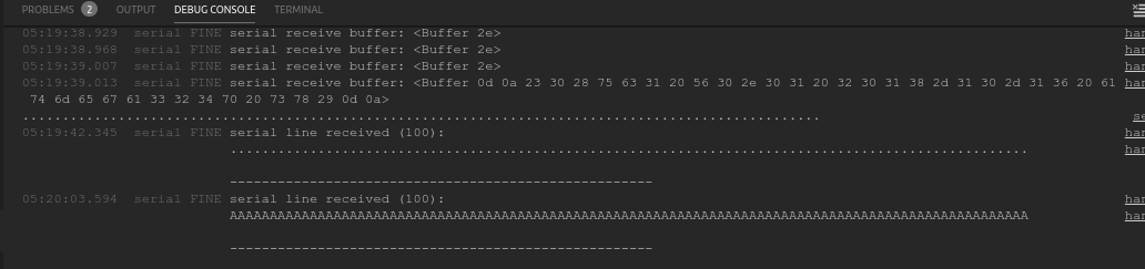 Debug console line rendering problem, long line of dots disappears · Issue #61924 · microsoft ...