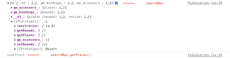 StandaloneSearchBox getPlaces function works in Development environment, but didn't work in ...