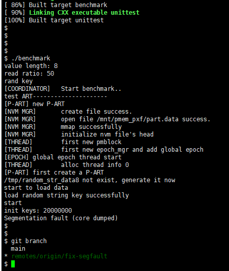 benchmark segmentation fault · Issue #2 · madsys-dev/ROART · GitHub