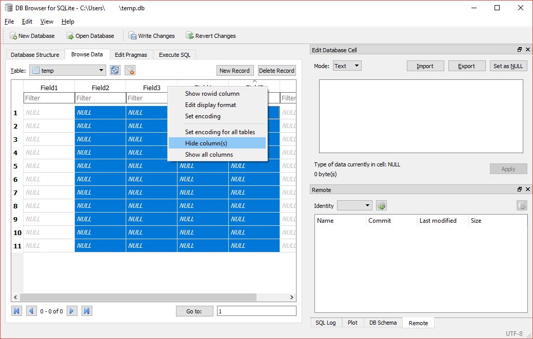 Hide columns · Issue #1026 · sqlitebrowser/sqlitebrowser · GitHub