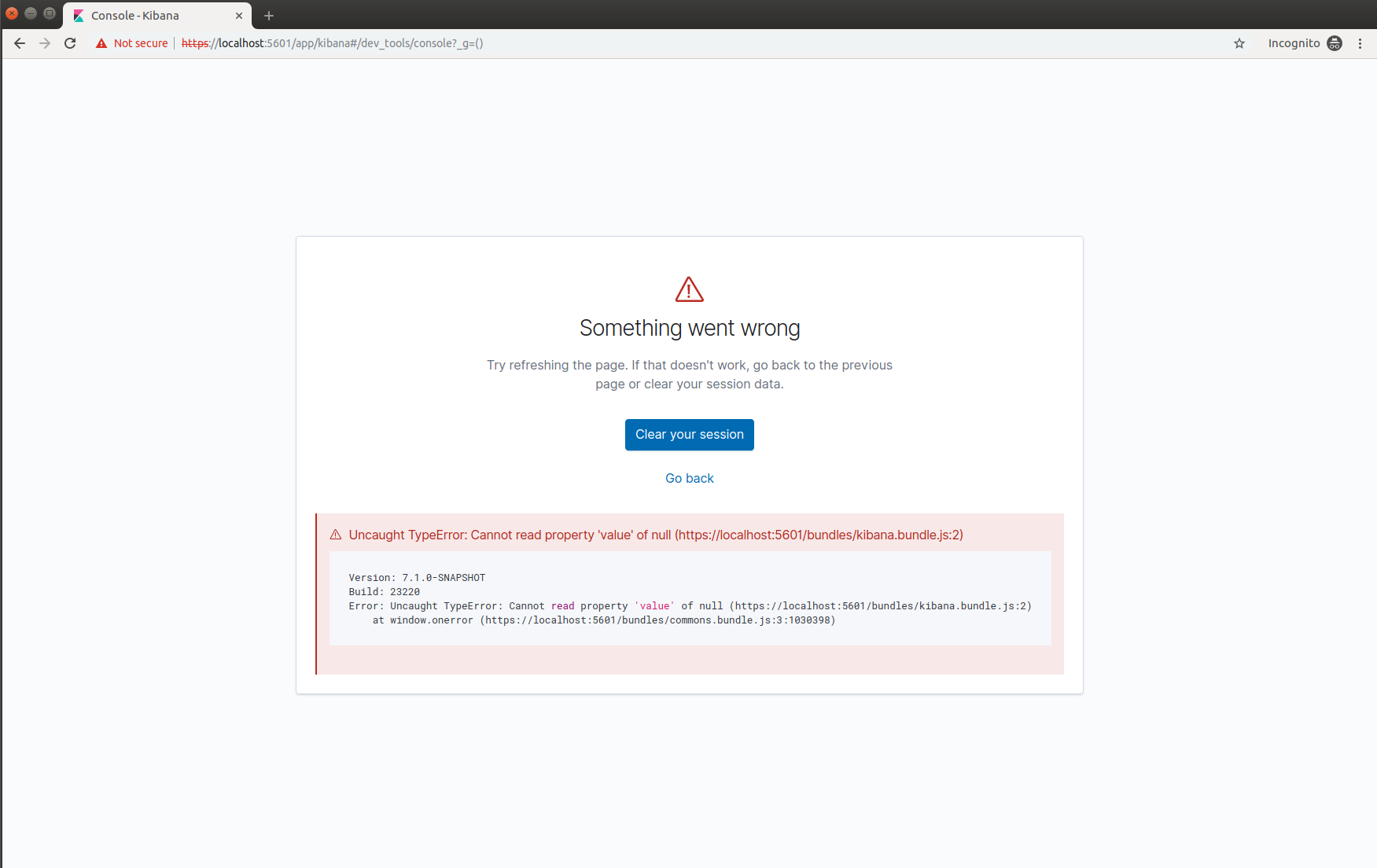 Devtools console sometimes throws TypeError on backspace · Issue #36215 · elastic/kibana · GitHub