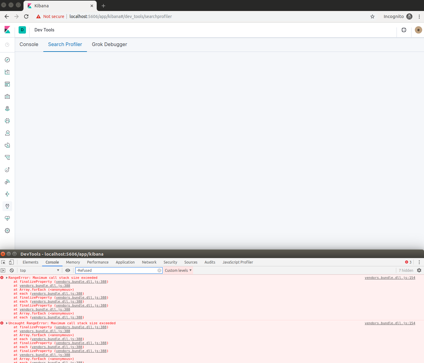 Search profiler throws RangeError: Maximum call stack size exceeded · Issue #53989 · elastic ...