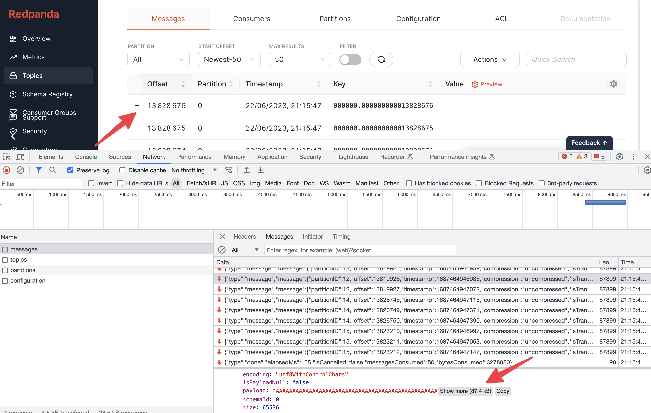 Browser freezes when json is large · Issue #627 · redpanda-data/console · GitHub