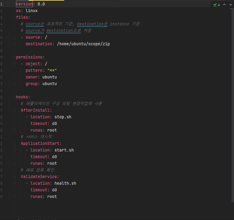 [feature] 무중단 배포를 위한 쉘파일 및 appspec.yml 작성 · Issue #207 · Scope-Team9/Scope_BackEnd · GitHub