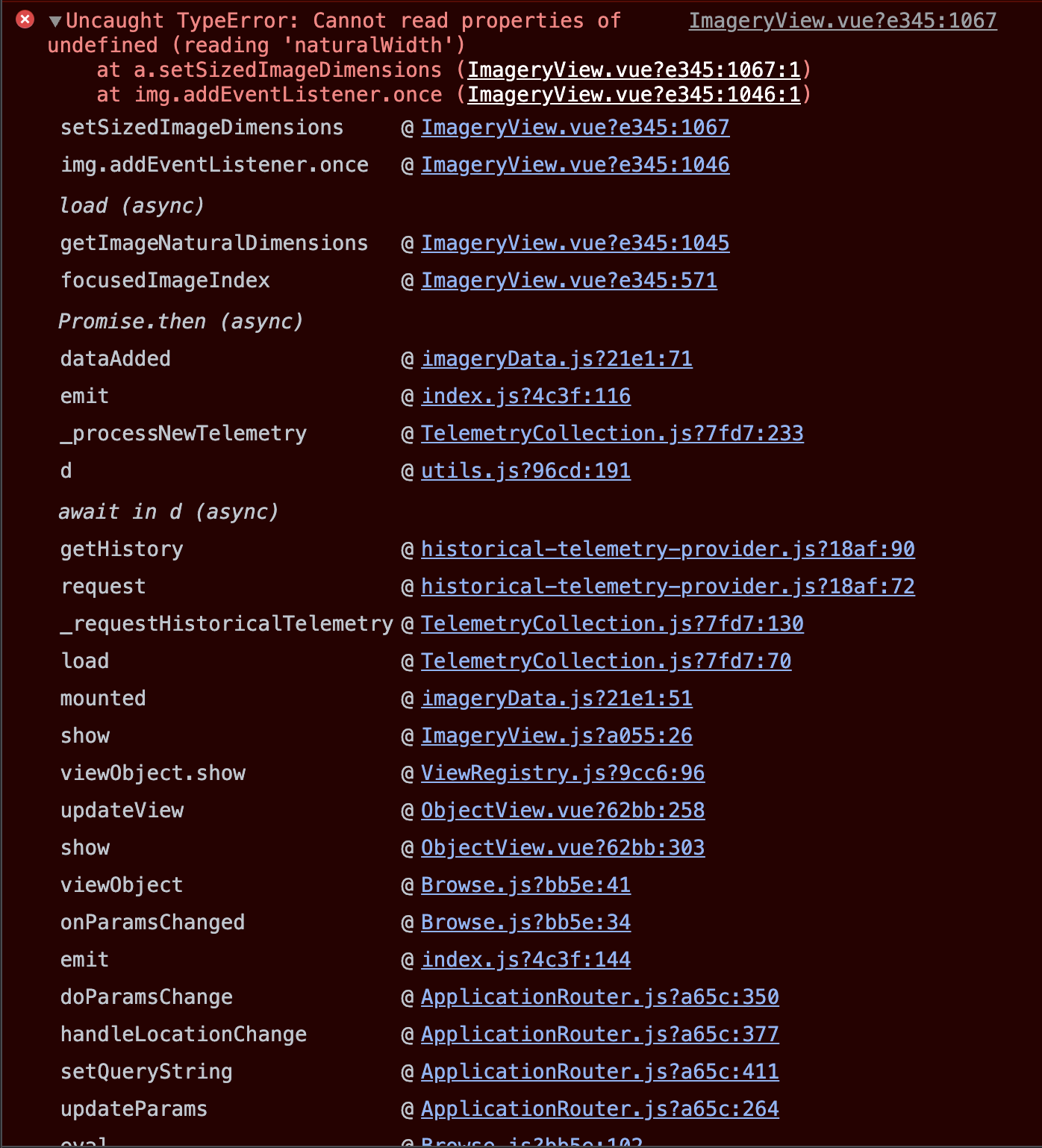 [Imagery] Error on imagery telemetry view · Issue #5449 · nasa/openmct · GitHub