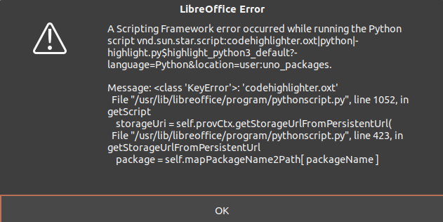 How To Fix A Scripting Framework Error · Issue 53 · Slgobinathlibreoffice Code Highlighter 5460