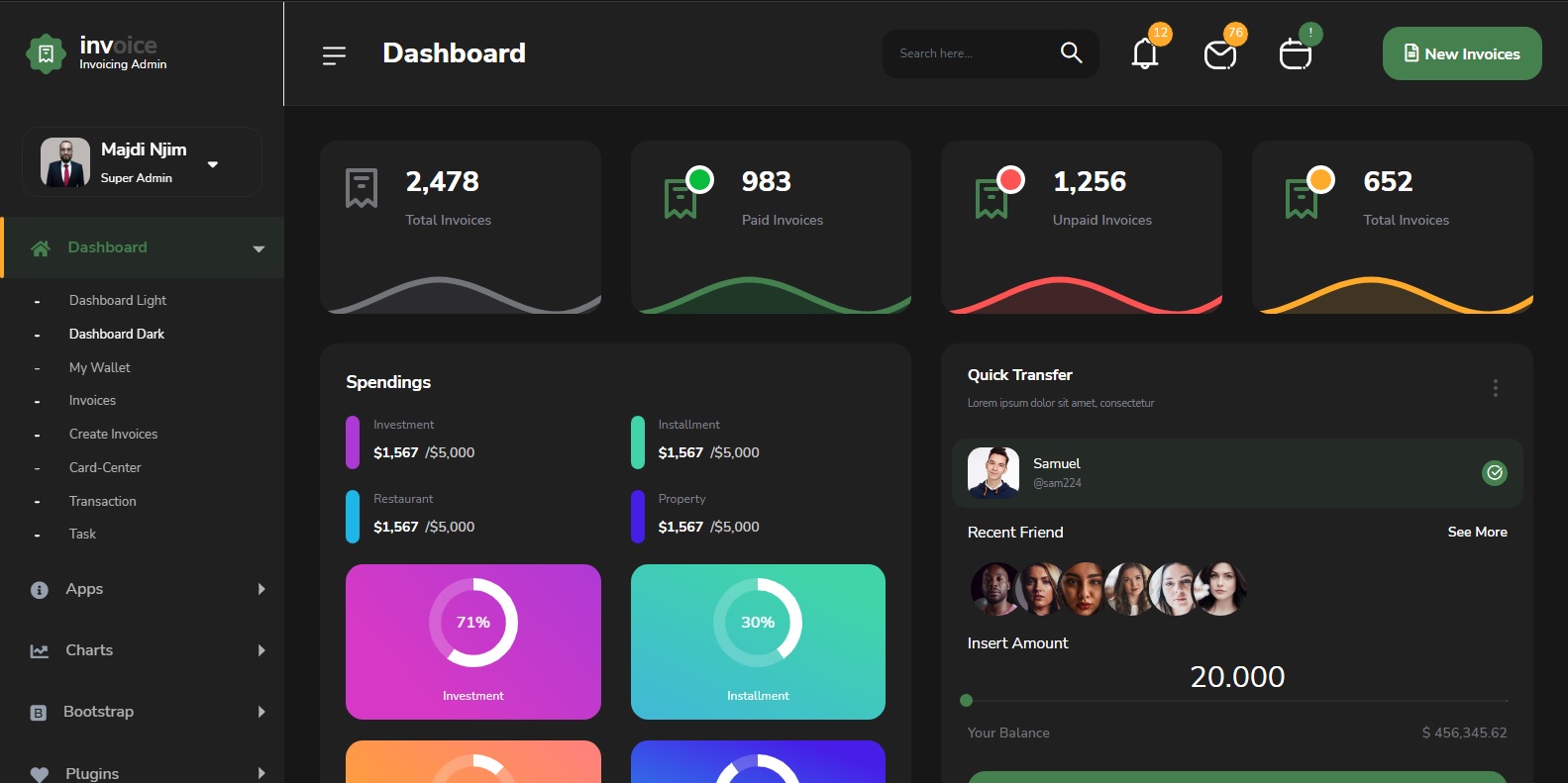 GitHub - napsterTN/invoice-dashboard: Reactjs invoice dashboard with light & dark theme